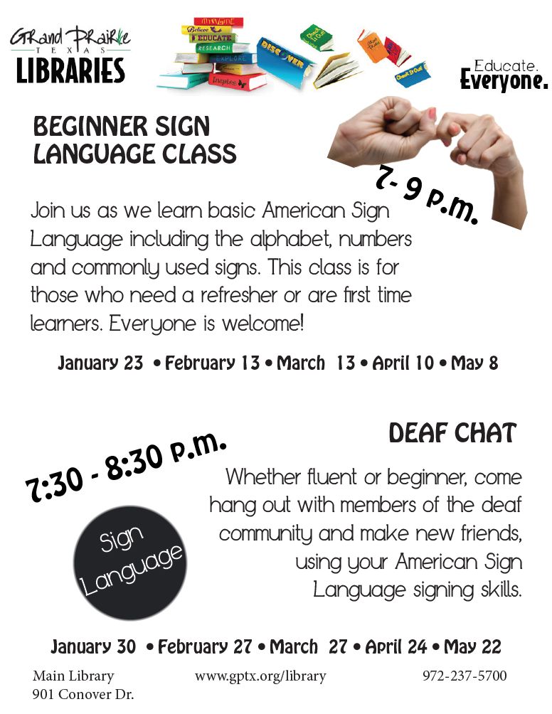 Free Beginner ASL Class & Deaf Chat – DFW – Deaf Network of Texas