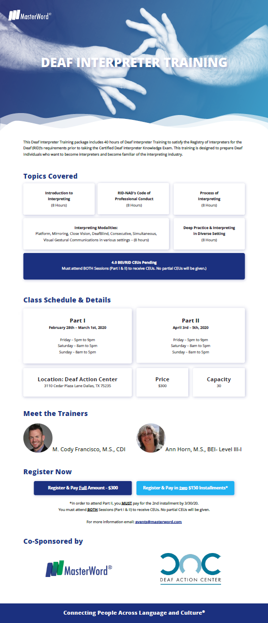 Deaf Interpreting Training 2020 – DFW – Deaf Network of Texas