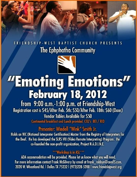 Interpreters Workshop with Windell Smith Jr. – DFW – Deaf Network of Texas