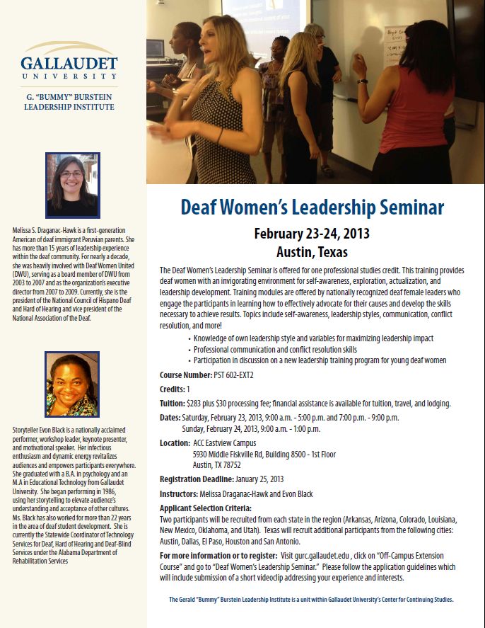 REMINDER: Deaf Women’s Leadership Seminar – Austin – Deaf Network of Texas