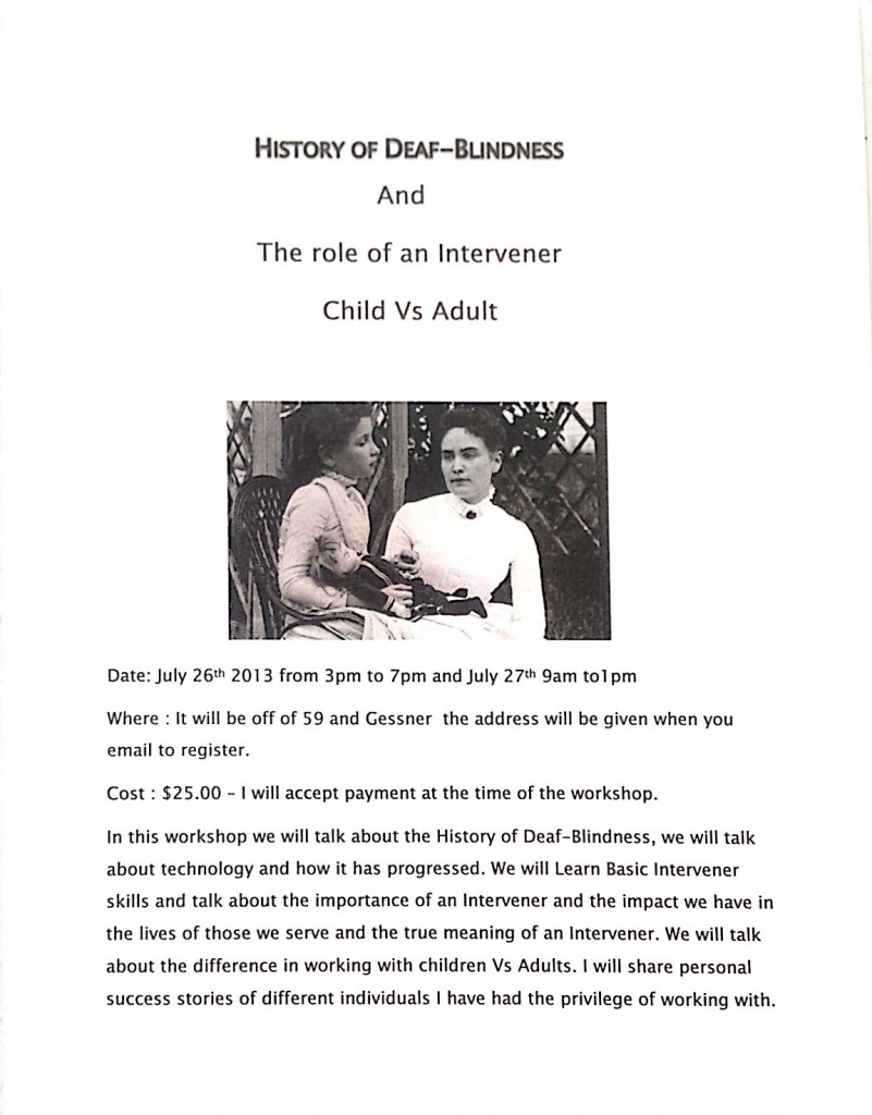 History of Deaf-Blindness and the role of an Intervener – Houston ...
