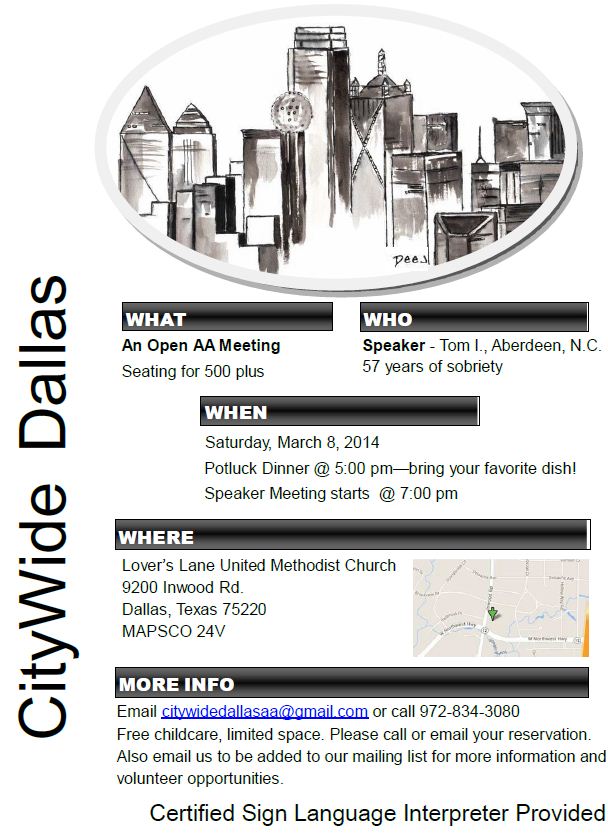 Alcohol Anonymous Meeting 3/8/14 – DFW – Deaf Network of Texas