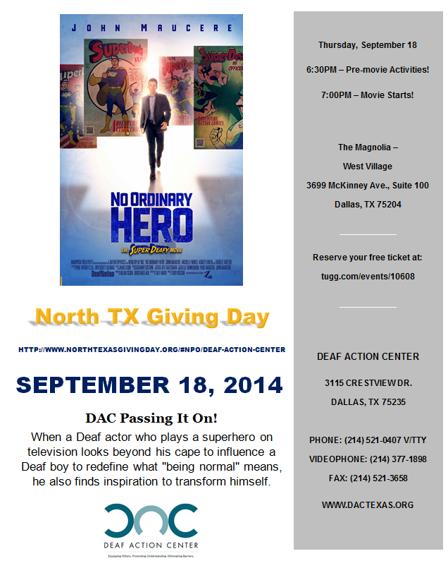 No Ordinary Hero: The SuperDeafy Movie – Free Admission 9/18/14 – DFW ...