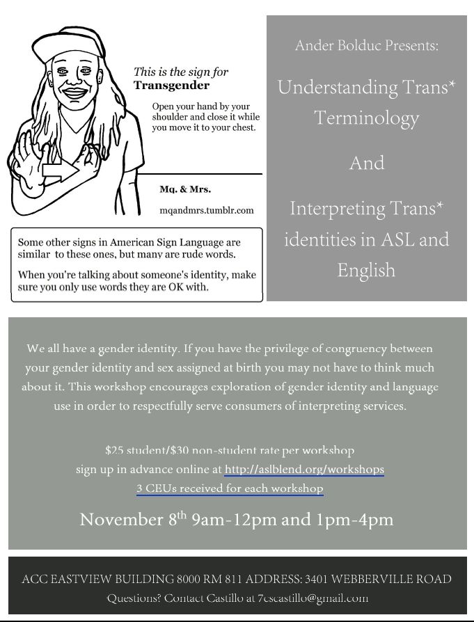 Trans Terminology Workshop 11/8/14 – Austin – Deaf Network of Texas