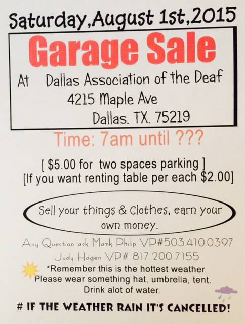 Dallas Deaf Club: Upcoming events – August, September 2015 – Deaf ...
