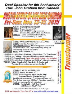 Austin Spirit Of Life Deaf Church (ASLDC) 5TH Anniversary Weekend ...