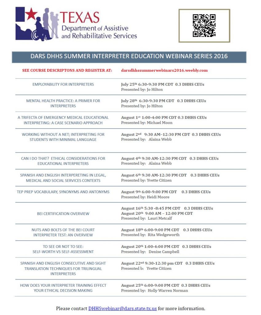DARS DHHS Summer Interpreter Education Webinar Series 2016 – Deaf ...