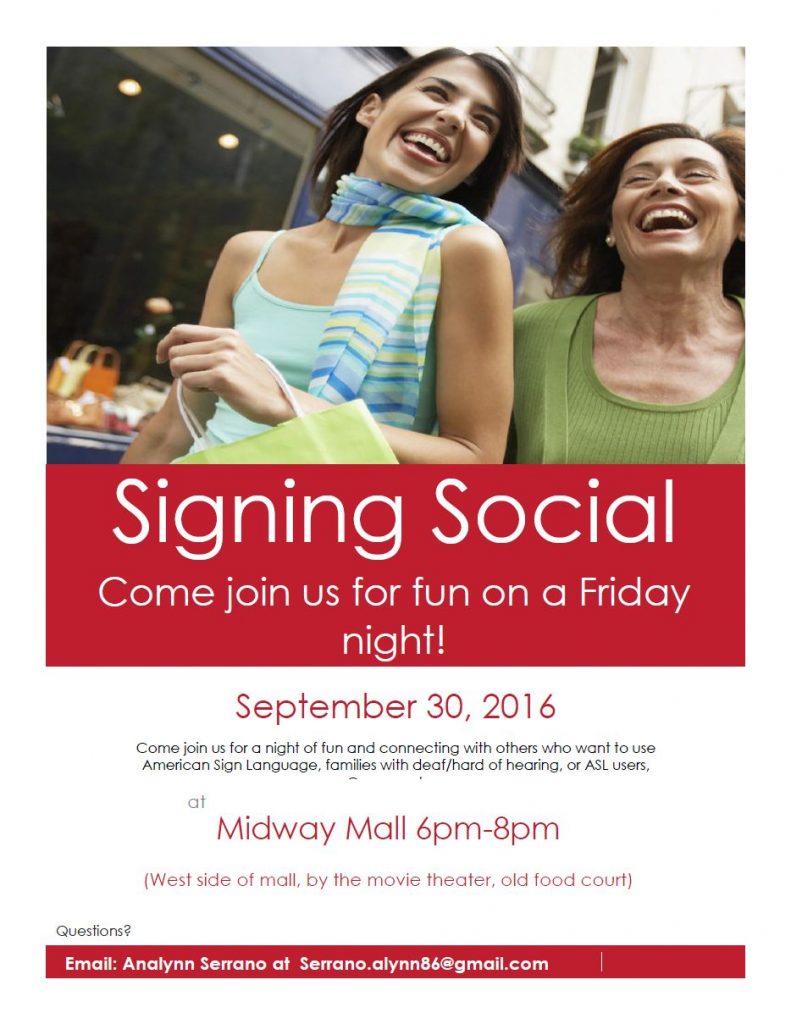 Signing Social 9/30/16 – Sherman – Deaf Network of Texas