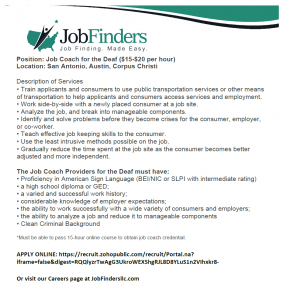 Employment Specialist & Job Coach for the Deaf – San Antonio, Austin ...