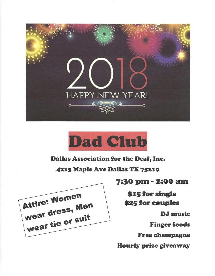 Dallas Deaf Club: NYE Party 2018 – Deaf Network of Texas