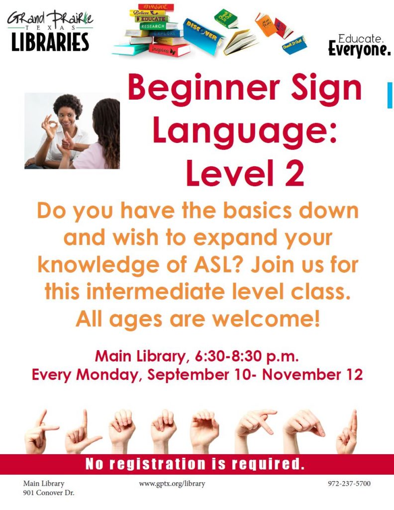 Beginner Sign Language: Level Two – DFW – Deaf Network of Texas