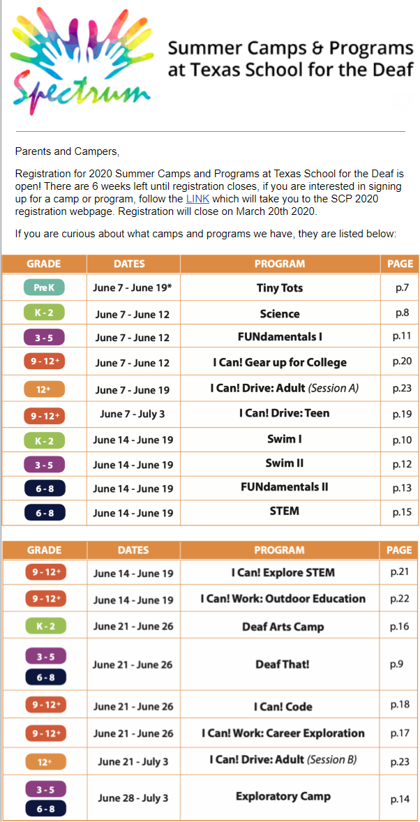 Summer Camps & Programs for deaf Child(ren) and Young Adults 2020 ...