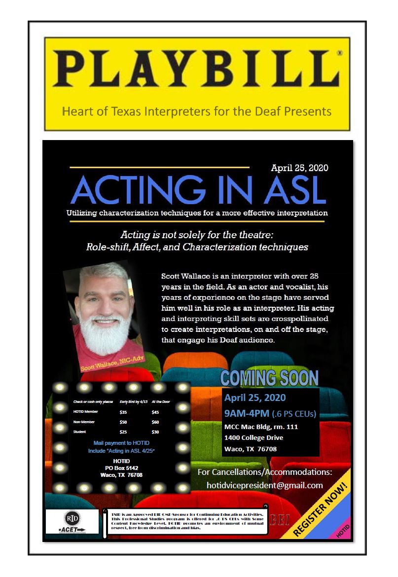 “Acting in ASL” workshop with Scott Wallace workshop 4/25/20 – Deaf ...