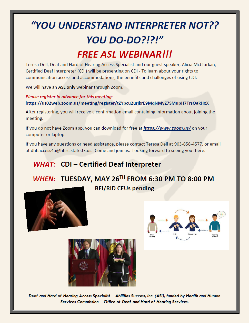 Webinar: Certified Deaf Interpreter – CDI 5/26/20 – Deaf Network of Texas