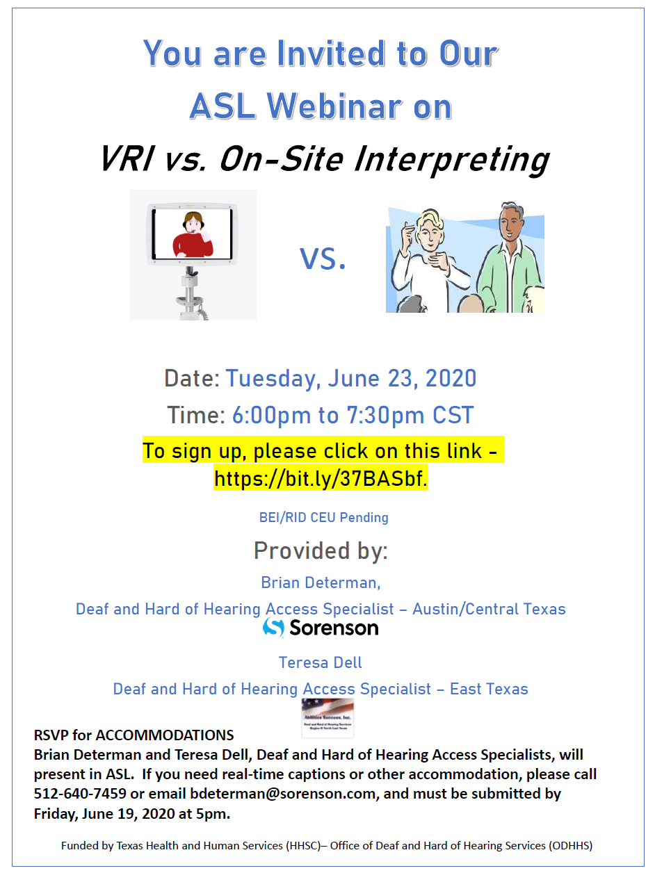 Webinar: VRI vs. On-Site Interpreting 6/23/20 – Deaf Network of Texas