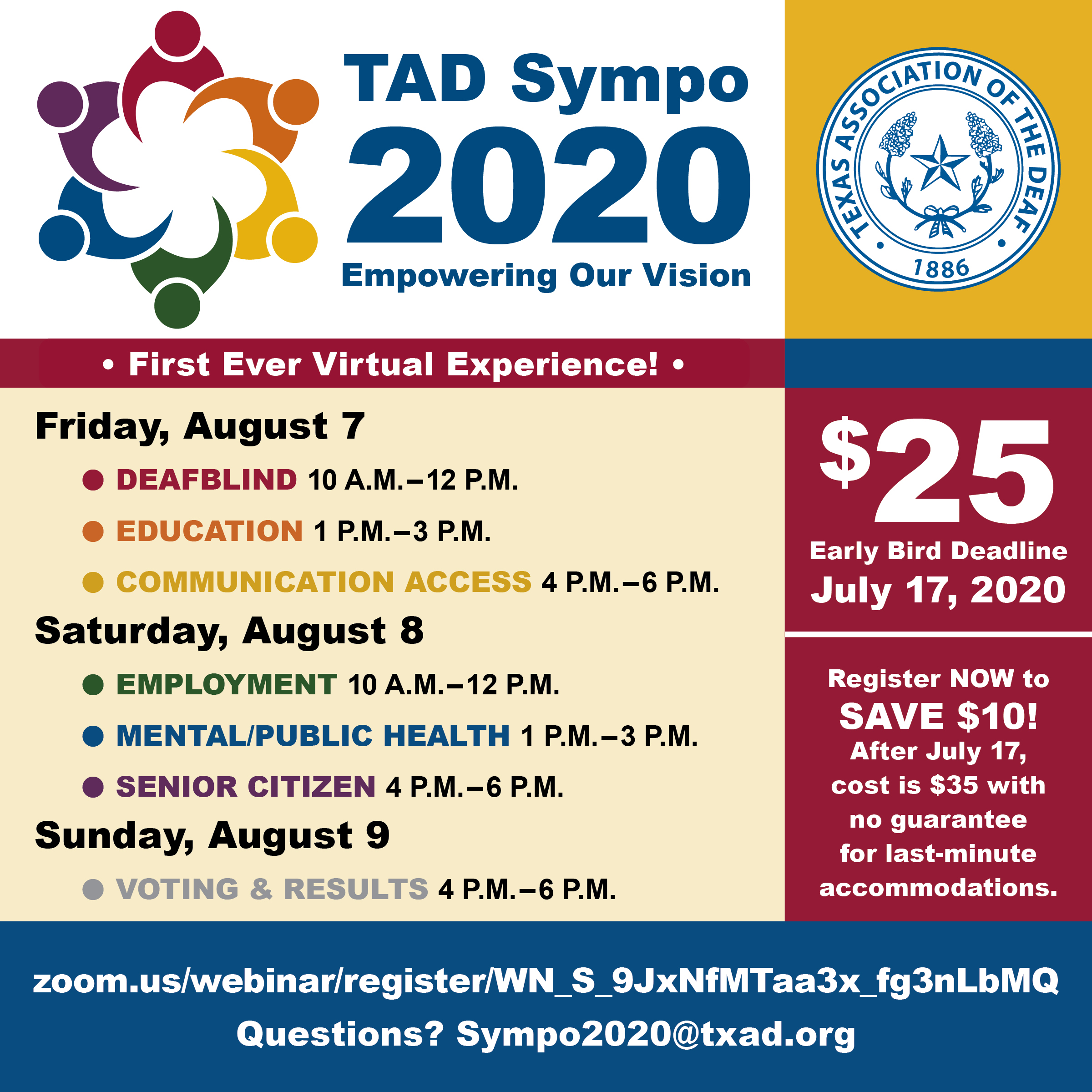 TAD Sympo & Registration Info – August 2020 – Deaf Network of Texas