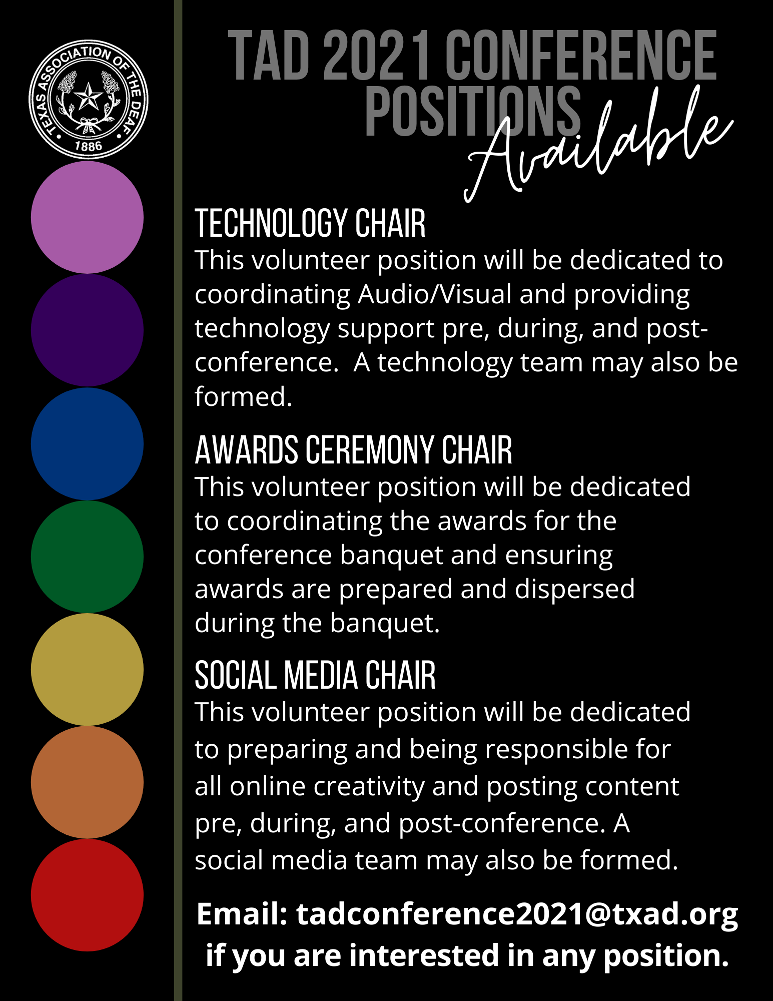 TAD Conference 2021 – Volunteers Wanted – Deaf Network of Texas