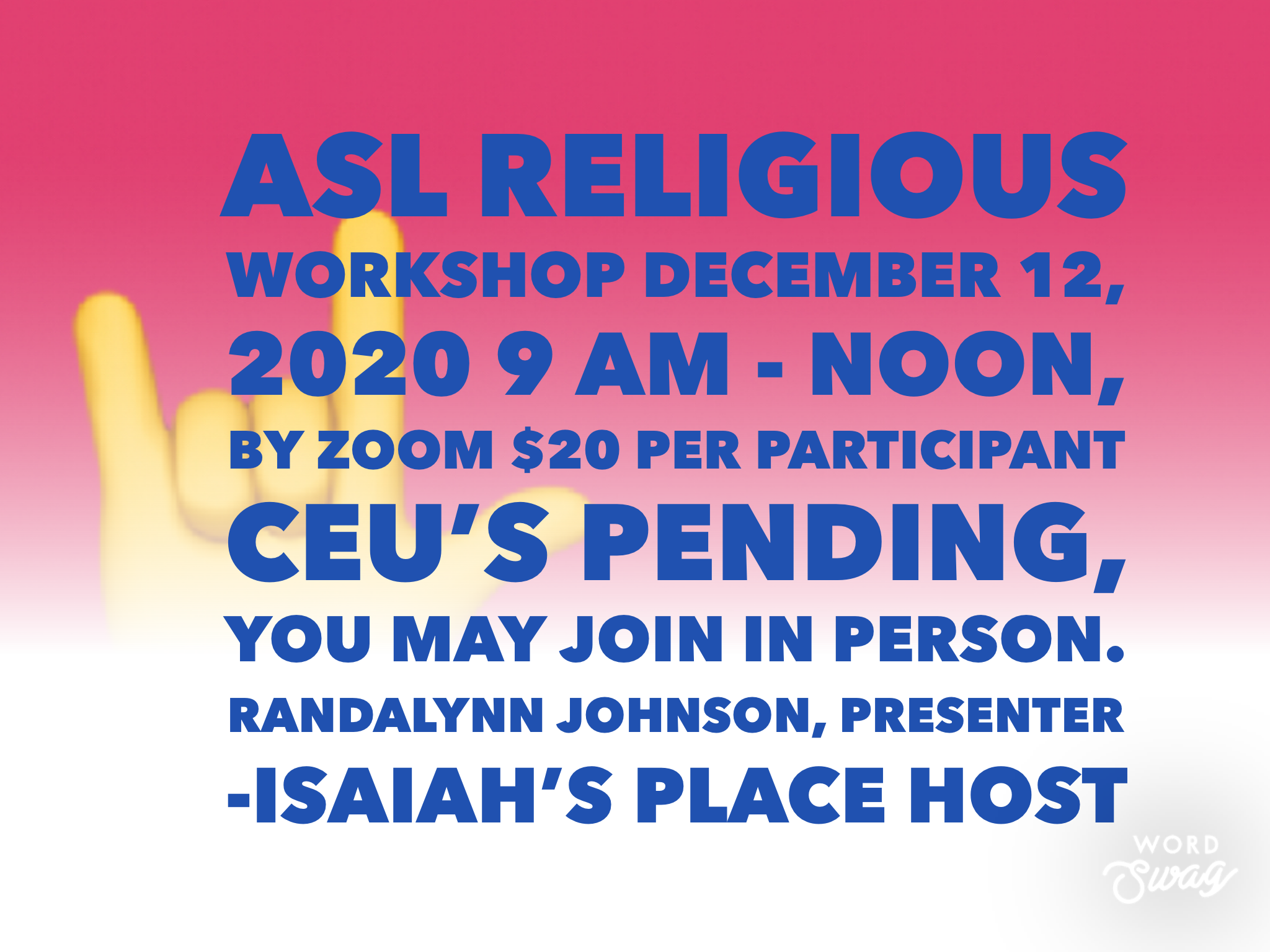Webinar: ASL Religious Sign Workshop 12/12/2020 – Deaf Network of Texas