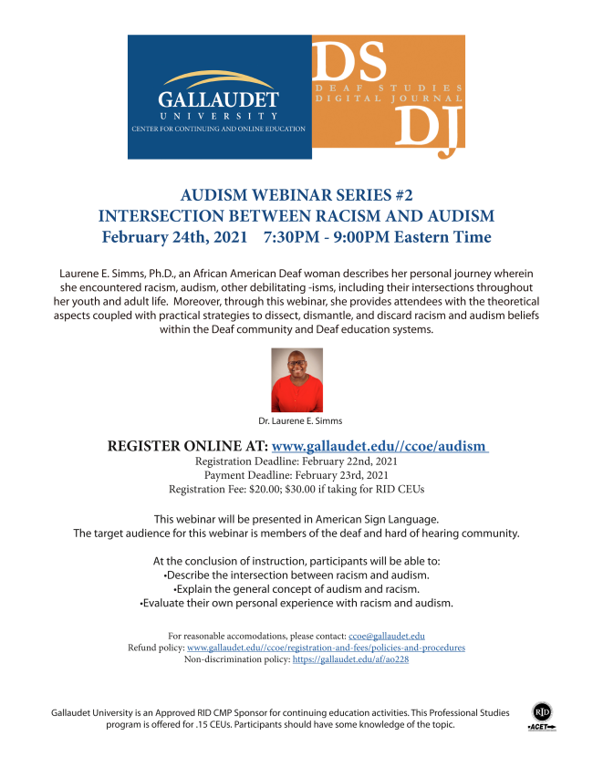 WEBINAR: Audism Webinar Series – Please RSVP by 2/22/2021 – Deaf ...