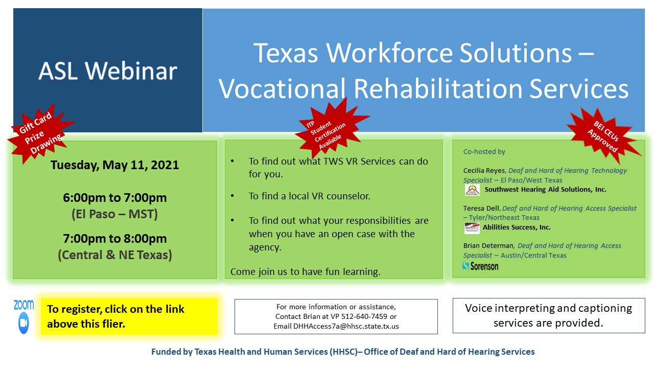 Webinar: Texas Workforce Solutions – Vocational Rehabilitation Services ...