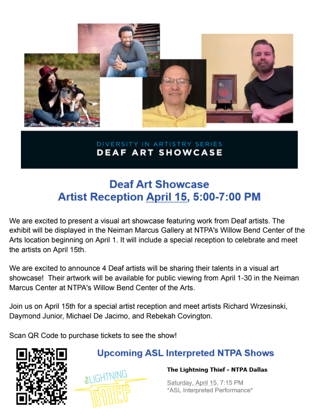 NTPA Deaf Artists Gallery Show 4/15/2023 – DFW – Deaf Network of Texas