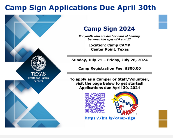 Camp Sign 2024 Applications Due April 30th – Deaf Network of Texas