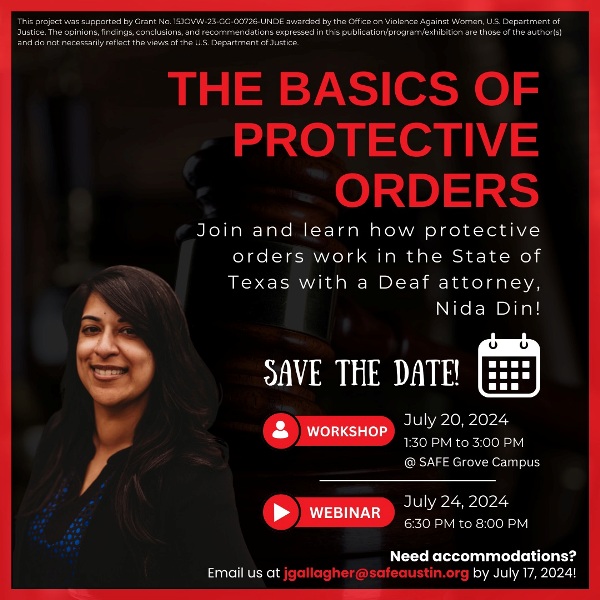 The Basics of Protective Orders Workshop/Webinar with Nida Din, Deaf ...
