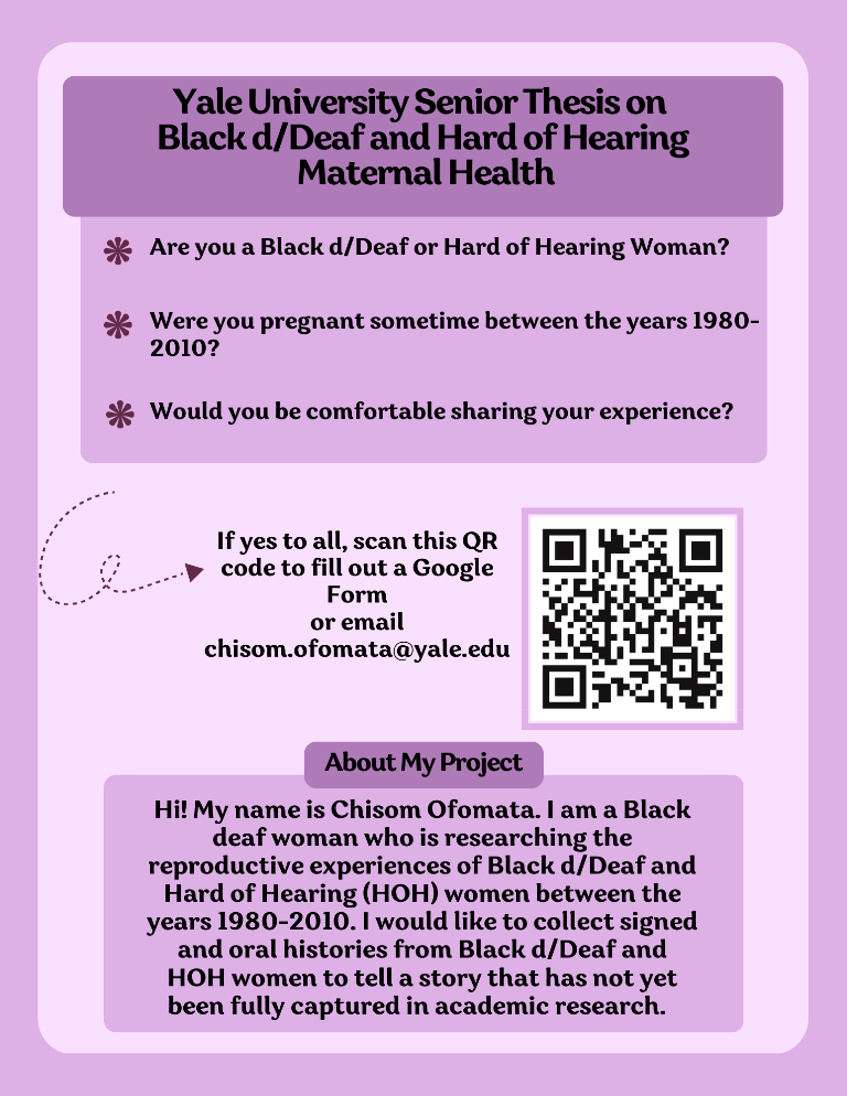 Yale University Senior Thesis on Black D/HH Maternal Health – Need Your ...