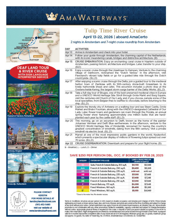 Tulip Time River Cruise with Interpreter Services April 2026 – Deaf ...