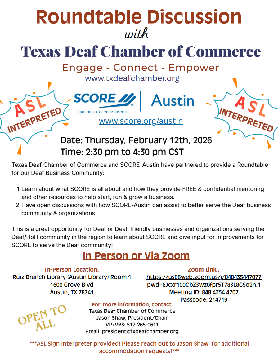 ZOOM: Roundtable Discussion with Texas Deaf Chamber of Commerce 2/12 ...